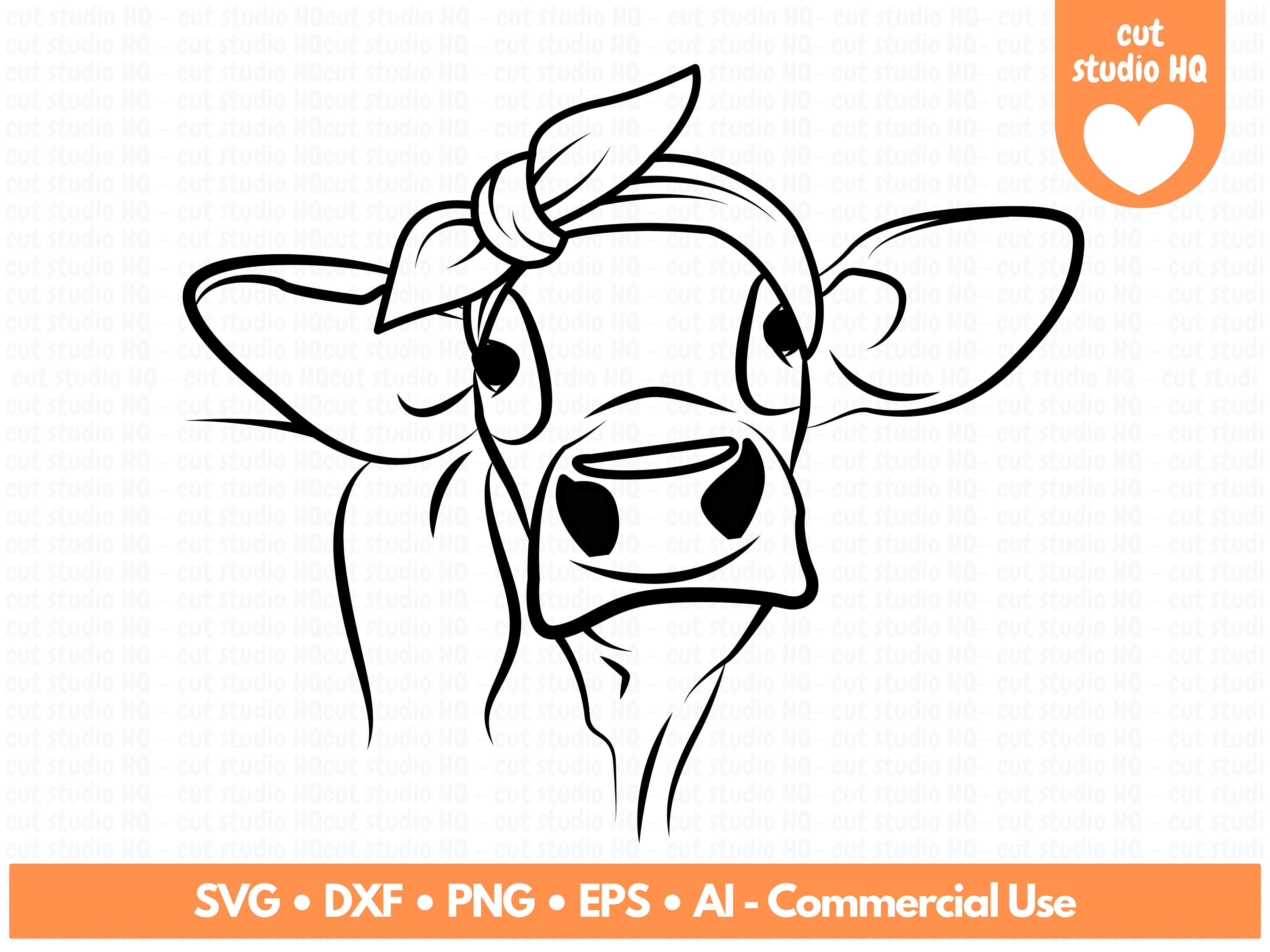 Cow Svg Cut File Cute Cow Face Clipart Cow With Bow Svg - Etsy