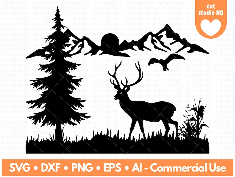 Deer Svg, Png and Svg, Png Files, Instant Download, Vector Files, Buck ...