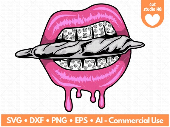 Sexy Lips Bite Marijuana Blunt Cannabis Drip Dripping Mouth - Etsy