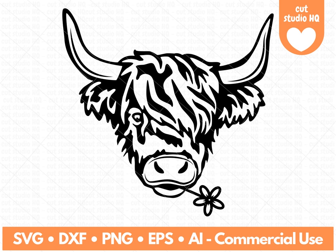 Highland Cow Head SVG, Highland Cow Head Png, Highland Cow Head Dxf ...