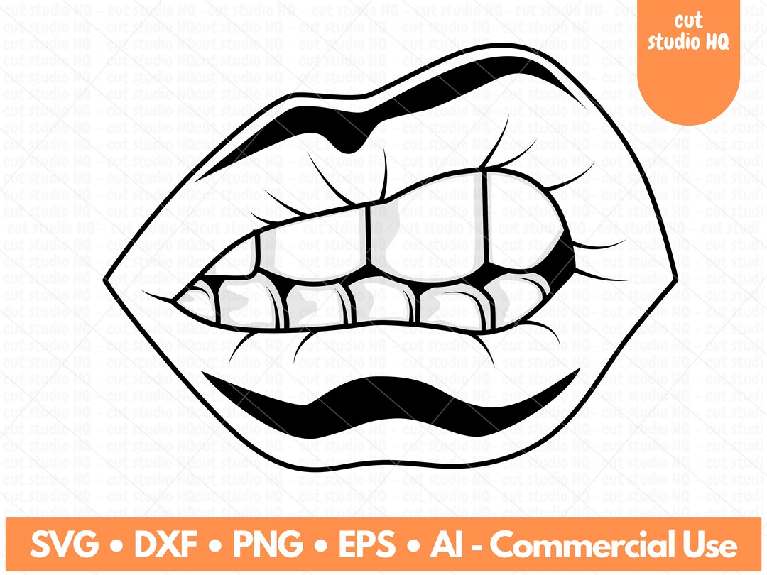 Biting Lip Svg Vector Lip Biting Design Svg Red Lip Biting Lips Clip ...