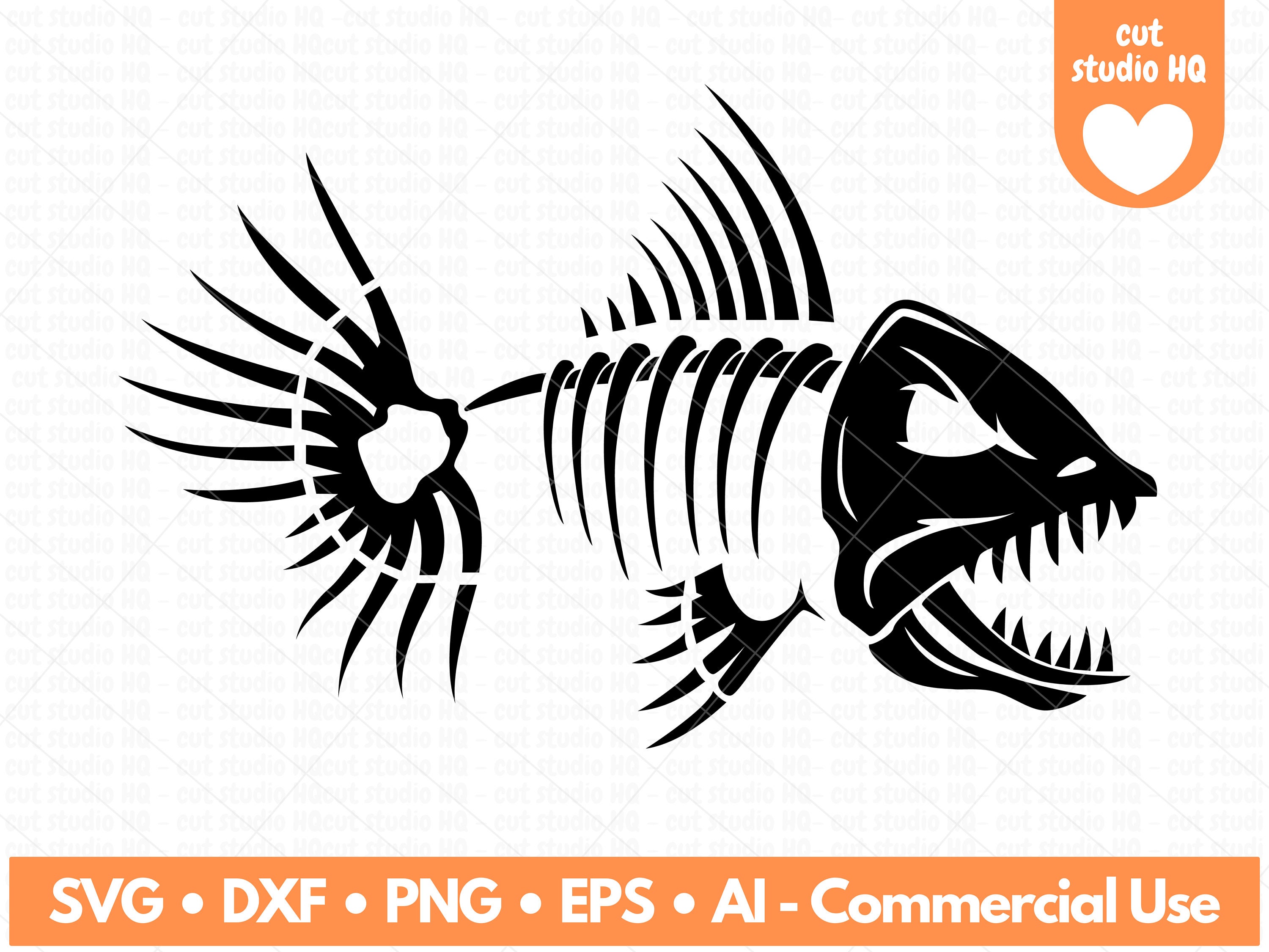 Piranha Fishbone SVG, Piranha Fishbone Png, Piranha Fishbone Dxf ...