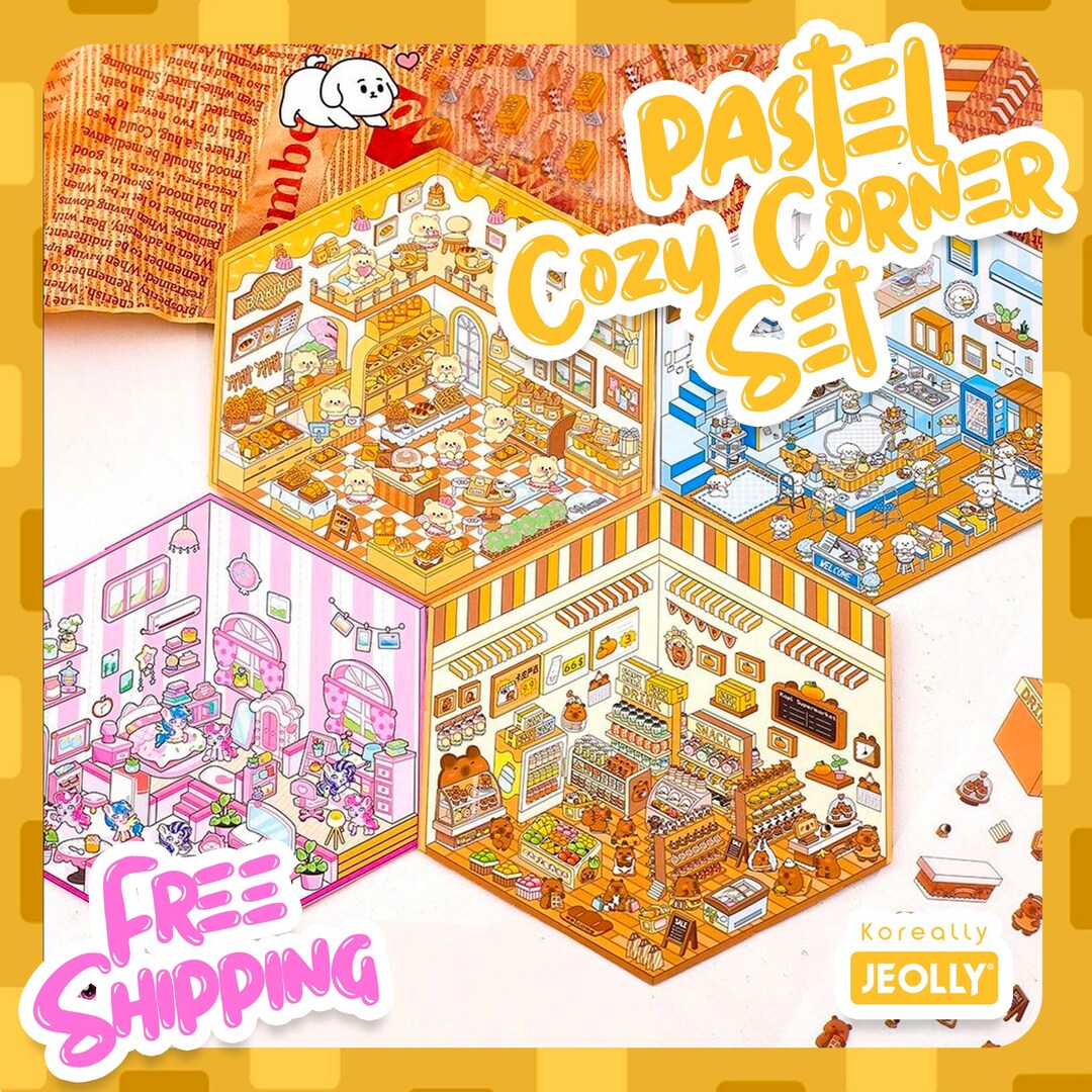 Kawaii 3D Diorama Sticker Set – Pastel Cozy Corner Miniature Scenes - Etsy
