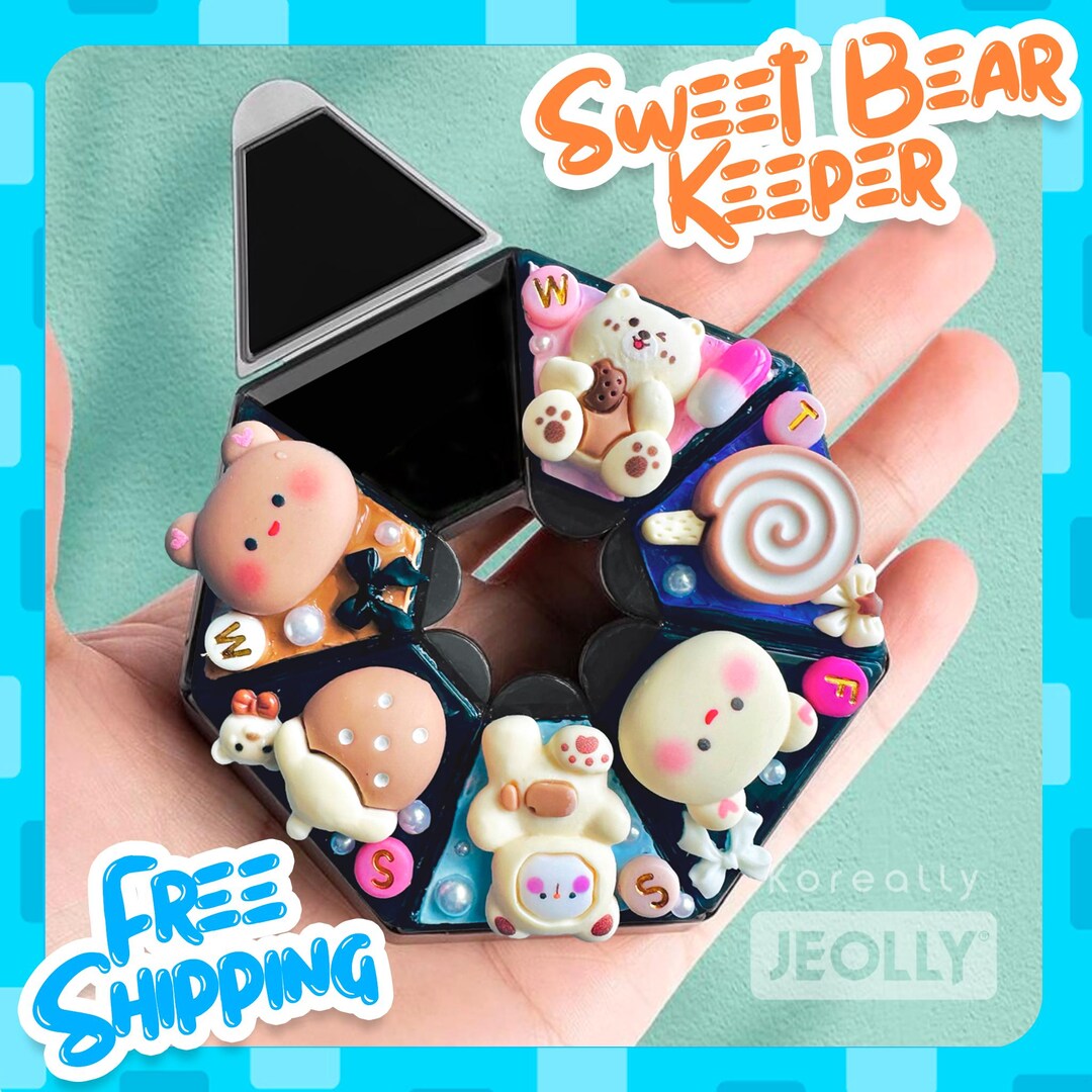 Sweet Bear Keeper Kawaii Weekly Pill Organizer – Handmade Personalized ...
