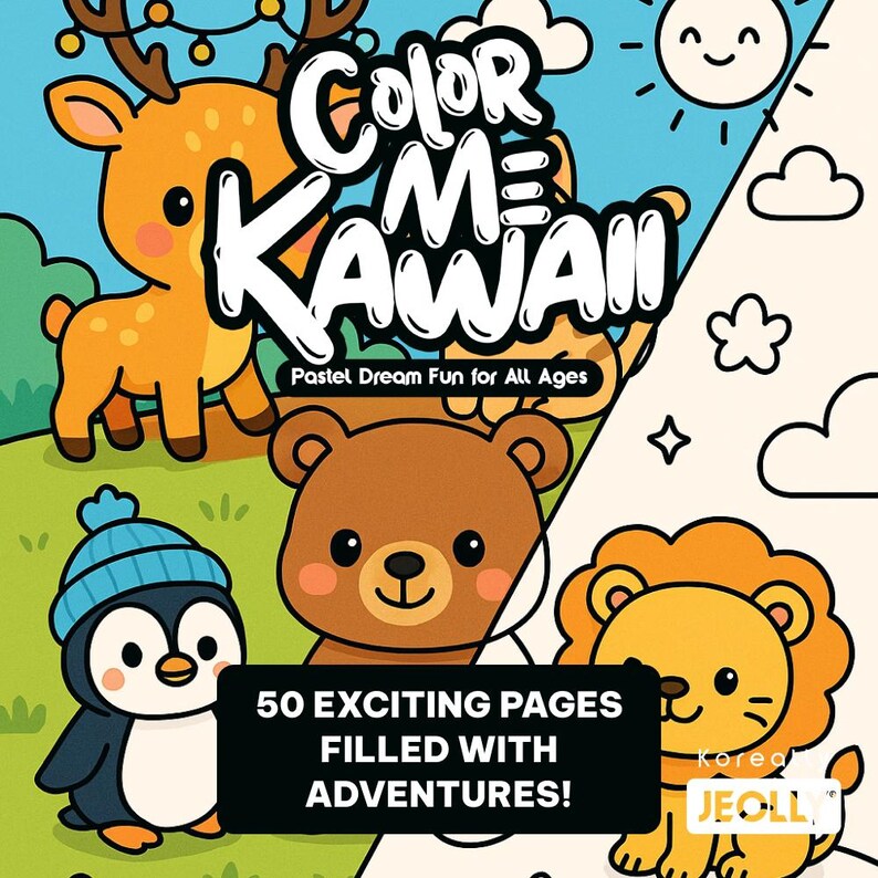 Cute Kawaii Coloring Book, 50 Pastel Pages (PDF Download) - Etsy Australia