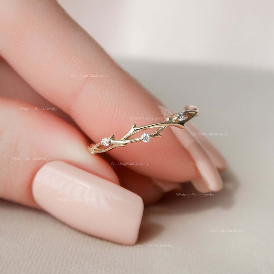 Olive Leaf Diamond Ring Genuine Diamond Engagement Half Eternity Band ...