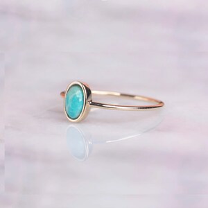 14k Solid Yellow Gold Genuine Natural Turquoise Ring, Wedding Gift Ring ...