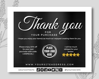 Greeting Cards Thank You Cards Package inserts Template Canva Premade ...