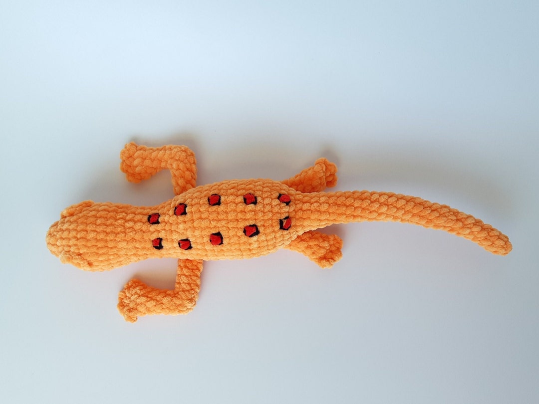 Crochet Red Eft Plush: 14" Handmade Earsten Newt Stuffed Salamander Toy ...