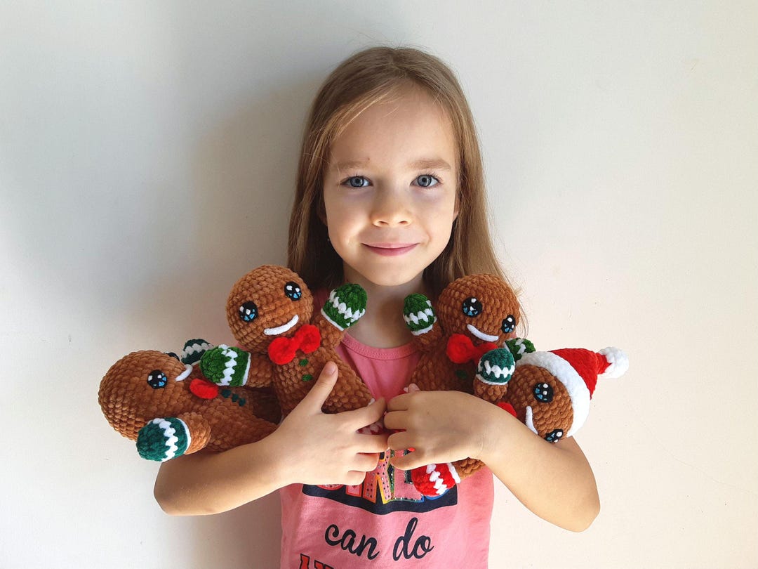 Cute Gingerbread Man Plushie 7.5" Stuffed Gingerbread Man Crochet ...