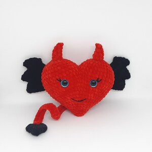 Plush Devil Heart PATTERN Crochet Heart Plush Pattern Plush Devil Heart ...