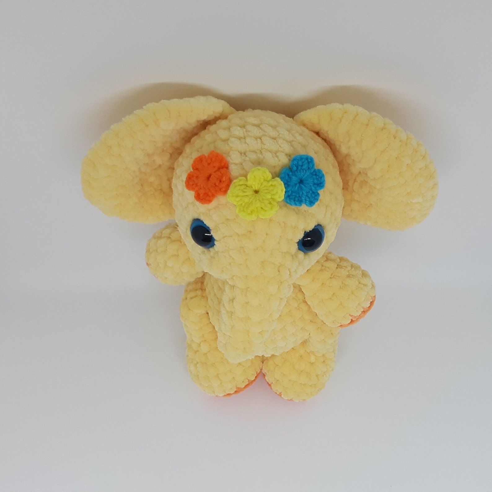 Yellow Crochet Elephant Plush Toy Stuffed Kawaii Amigurumi Doll ...