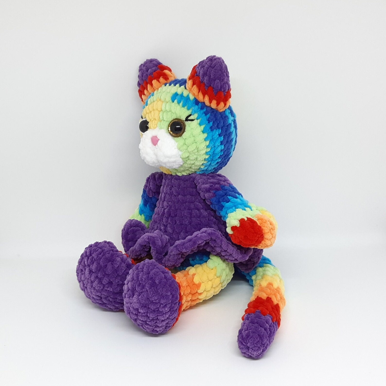 Cute Crochet Cat Rainbow Plush Cat Custom Cat Plush Amigurumi | Etsy