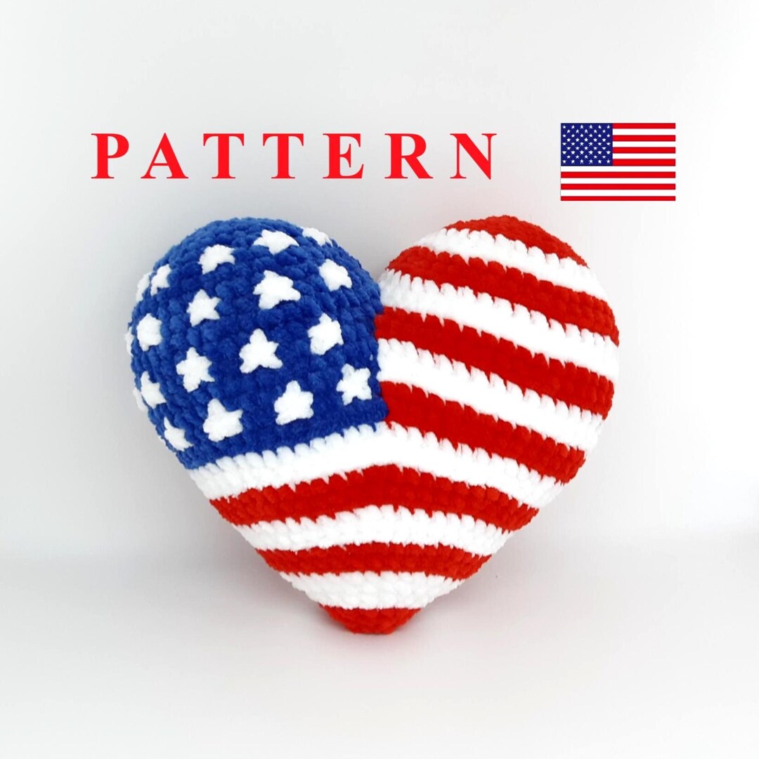 American Flag Heart Crochet Pattern: Patriotic Pillow 7" (PDF Download ...