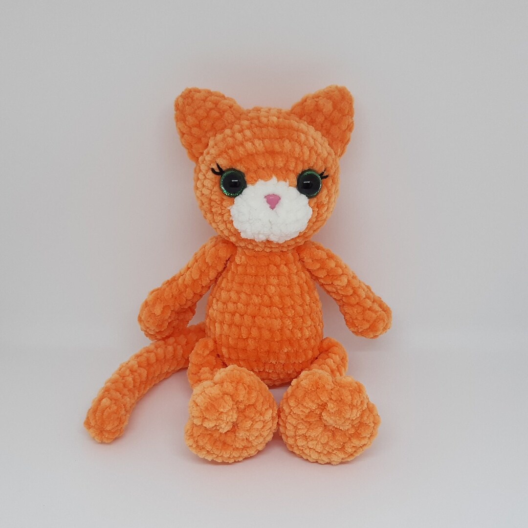 Crochet Plush Cat Amigurumi Stuffed Orange Cat Plush Kitty Crochet ...