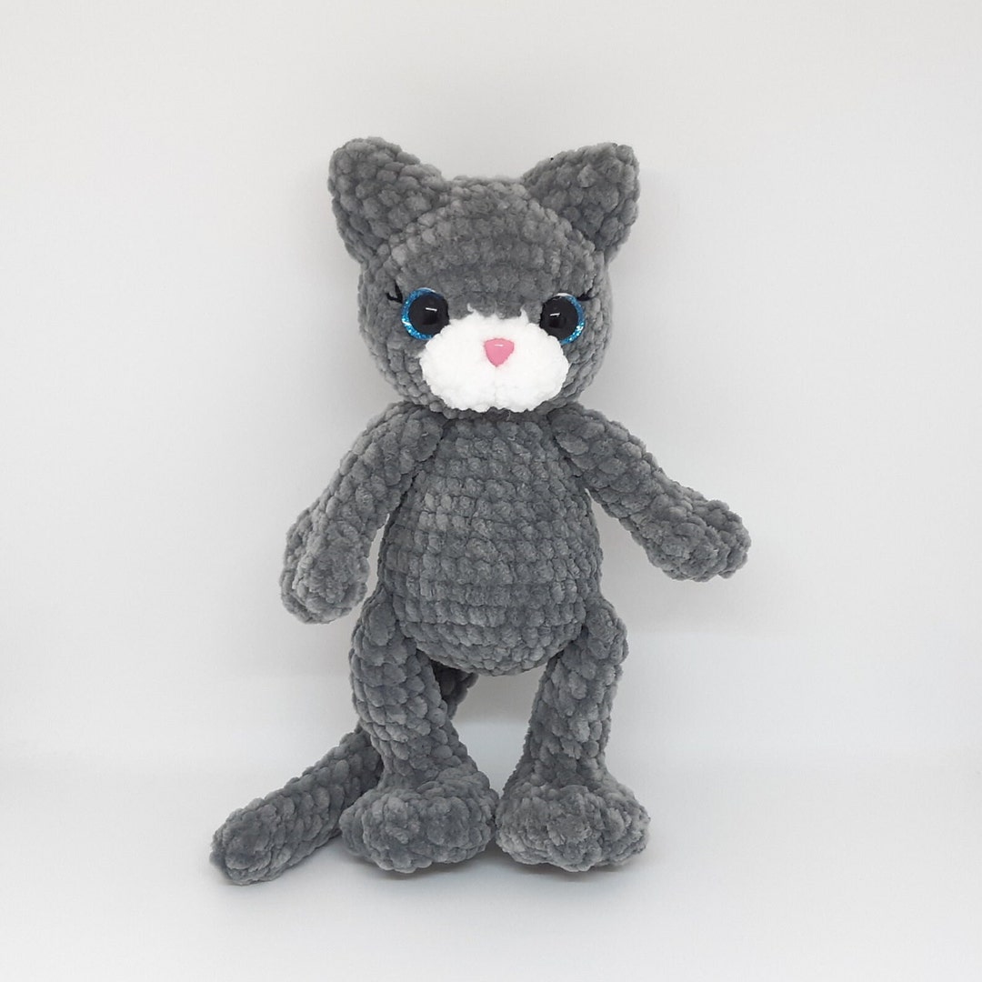 Custom Crochet Plush Gray Cat: Amigurumi Stuffed Animal Toy - Etsy