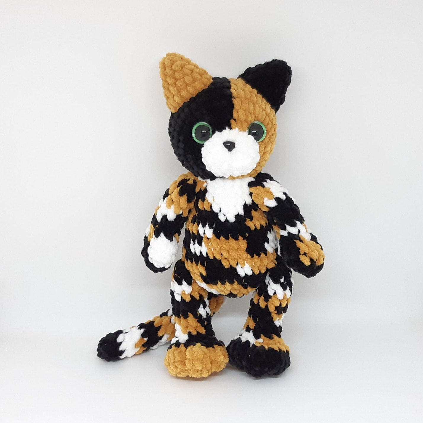 Calico Plush Crochet Cat, Stuffed Animal for Baby Shower Gift, Custom ...