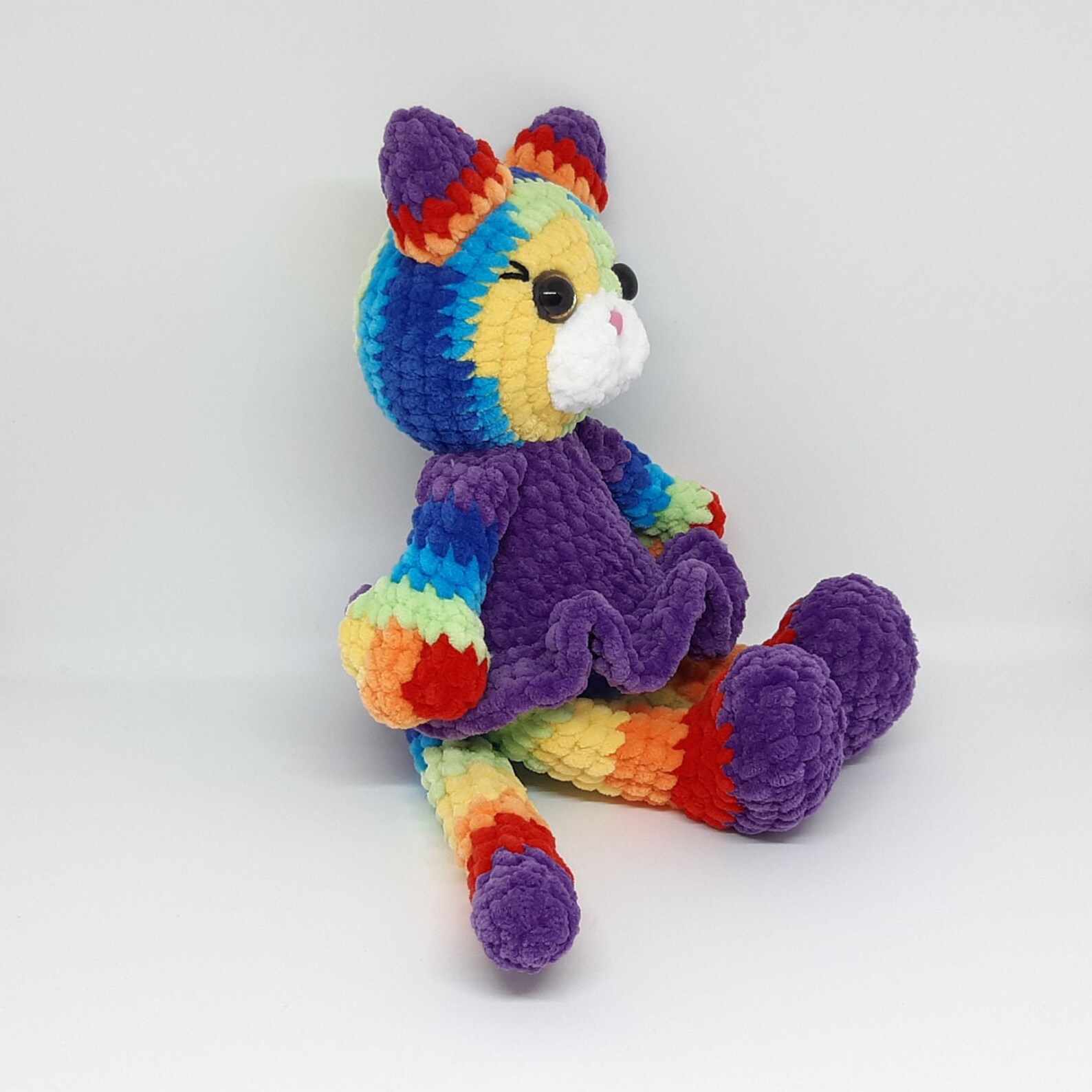 Cute Crochet Cat Rainbow Plush Cat Custom Cat Plush Amigurumi | Etsy