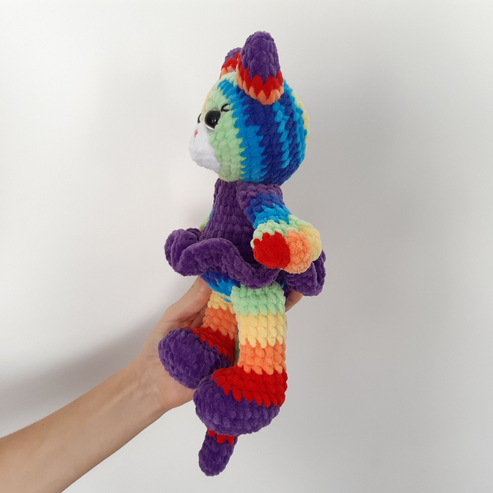Cute Crochet Cat Rainbow Plush Cat Custom Cat Plush Amigurumi | Etsy