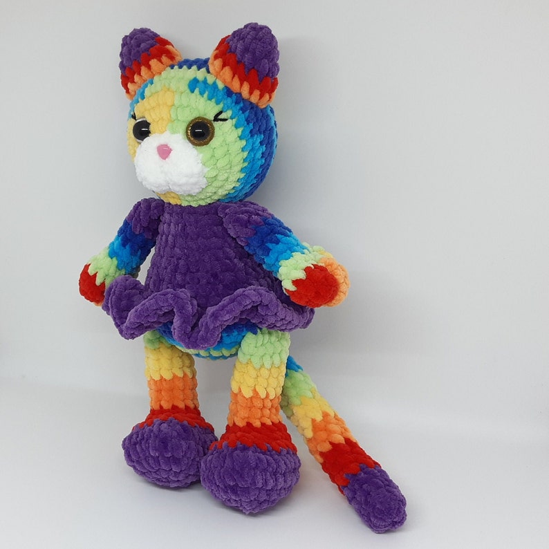 Cute Crochet Cat Rainbow Plush Cat Custom Cat Plush Amigurumi | Etsy