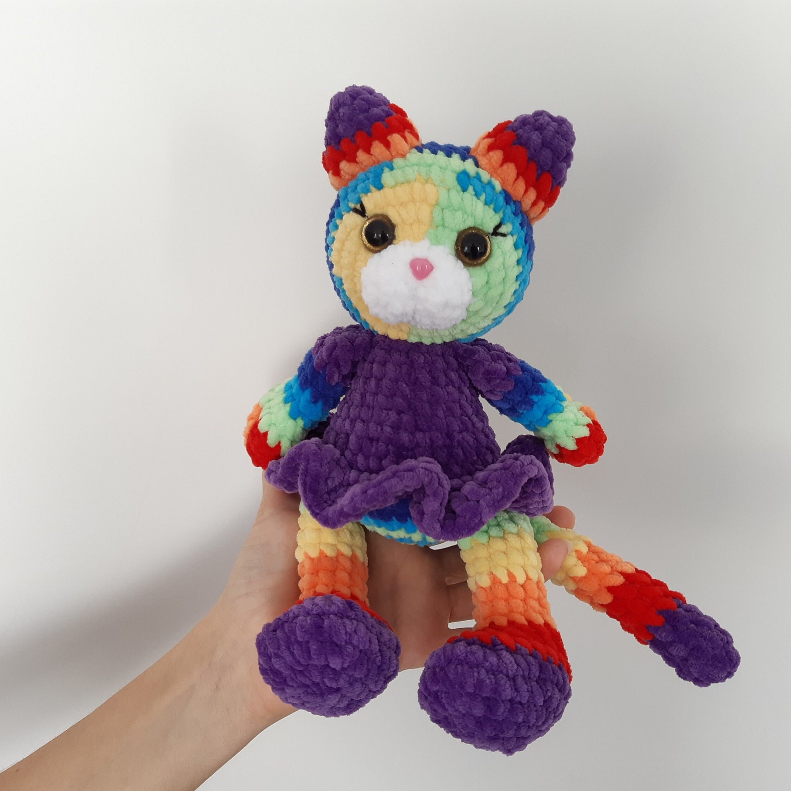 Cute Crochet Cat Rainbow Plush Cat Custom Cat Plush Amigurumi | Etsy