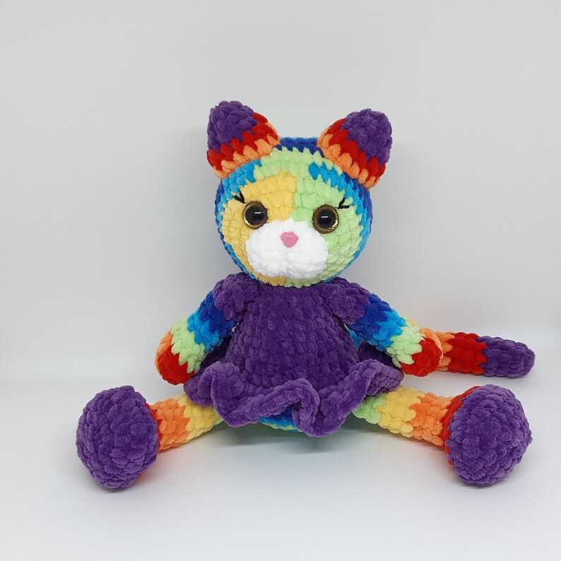 Cute Crochet Cat Rainbow Plush Cat Custom Cat Plush Amigurumi - Etsy