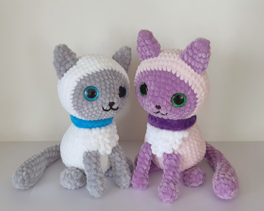Crochet Plush Siamese Cat Amigurumi Plush Kitten Stuffed Plush Animal ...