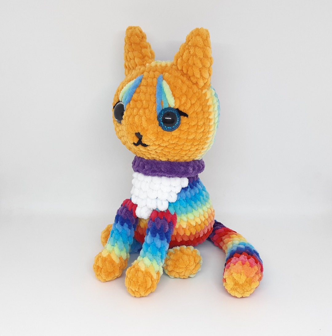Crochet Rainbow Cat Plush Stuffed Custom Cat Amigurumi Plush Kitten ...