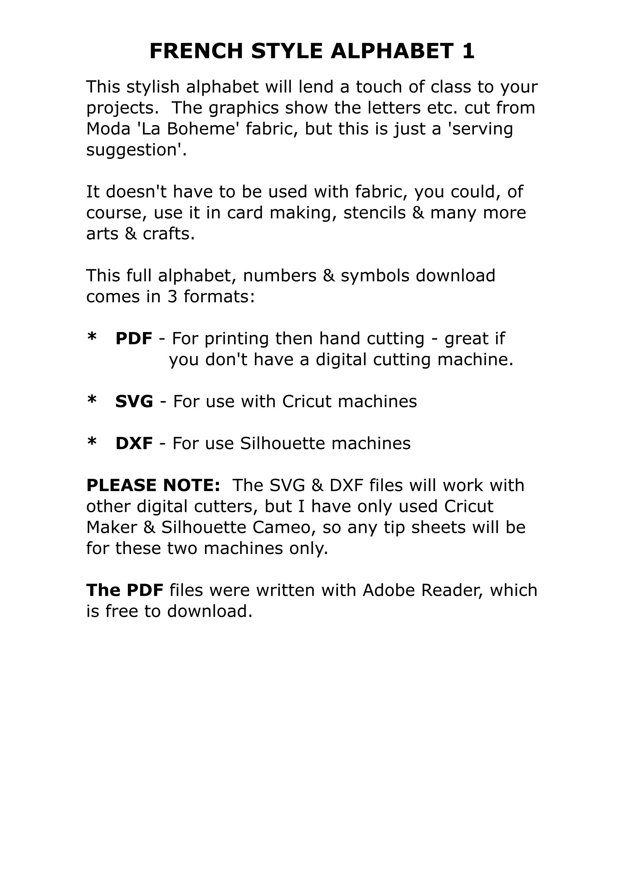 Download French Style Alphabet 1 PDF, SVG & DXF Formats. Free Tips ...