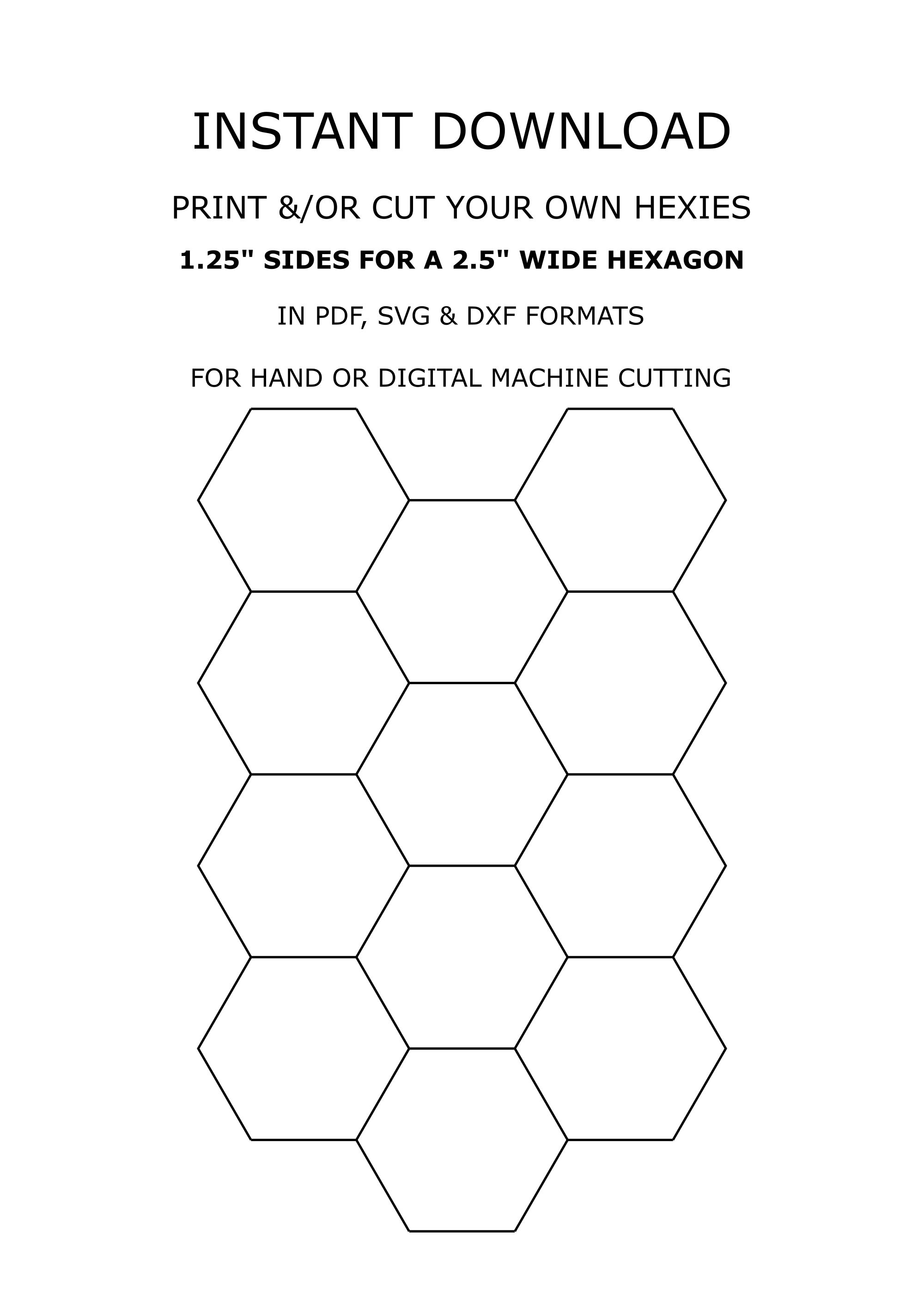 1.25" Hexies - Instant Download Print/cut Your Own Hexagons With 'how ...