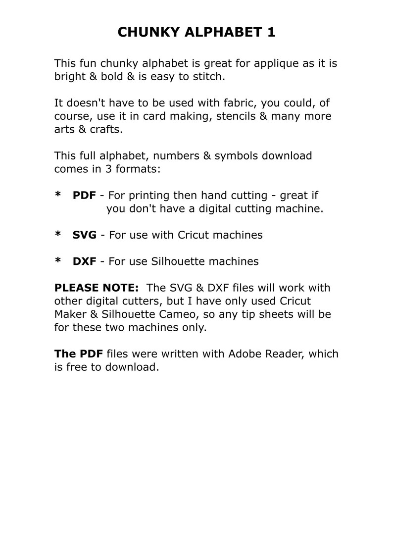 Download - Chunky Alphabet 1 - PDF, SVG & DXF Formats. Free Tip Sheets ...