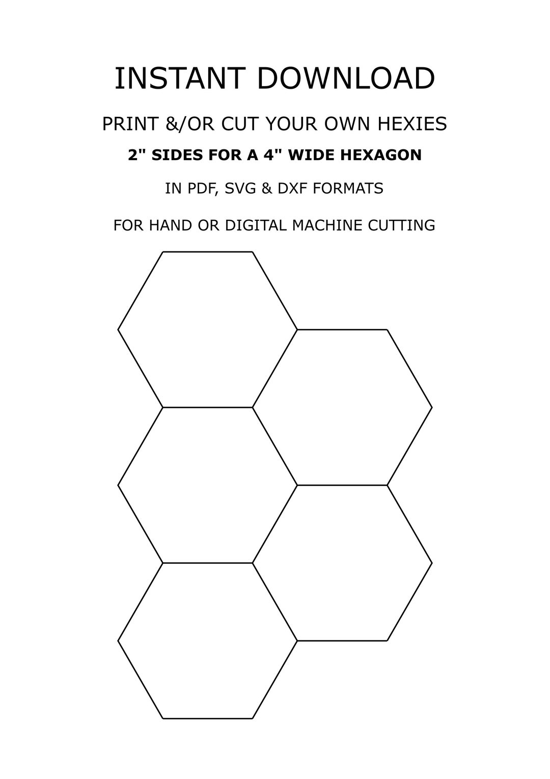 2" Hexies - Instant Download Print/cut Your Own Hexagons With 'how To ...