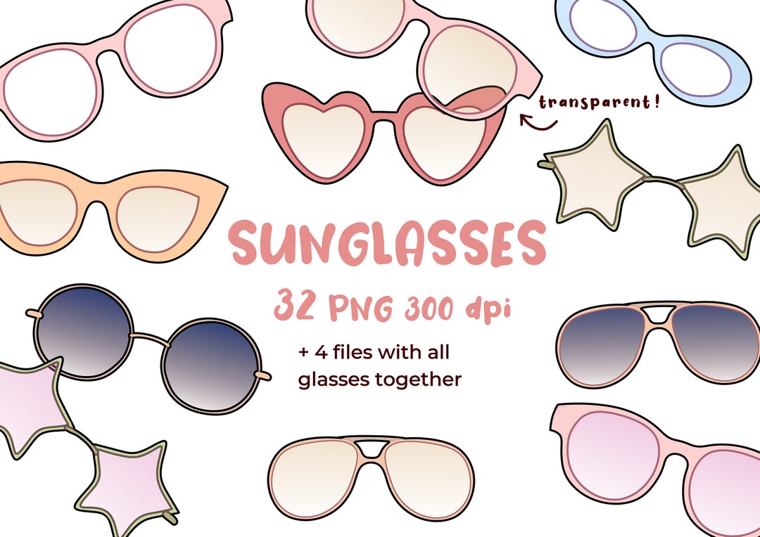 Sunglasses Clipart, PNG, Transparent Lenses (digital Download) - Etsy