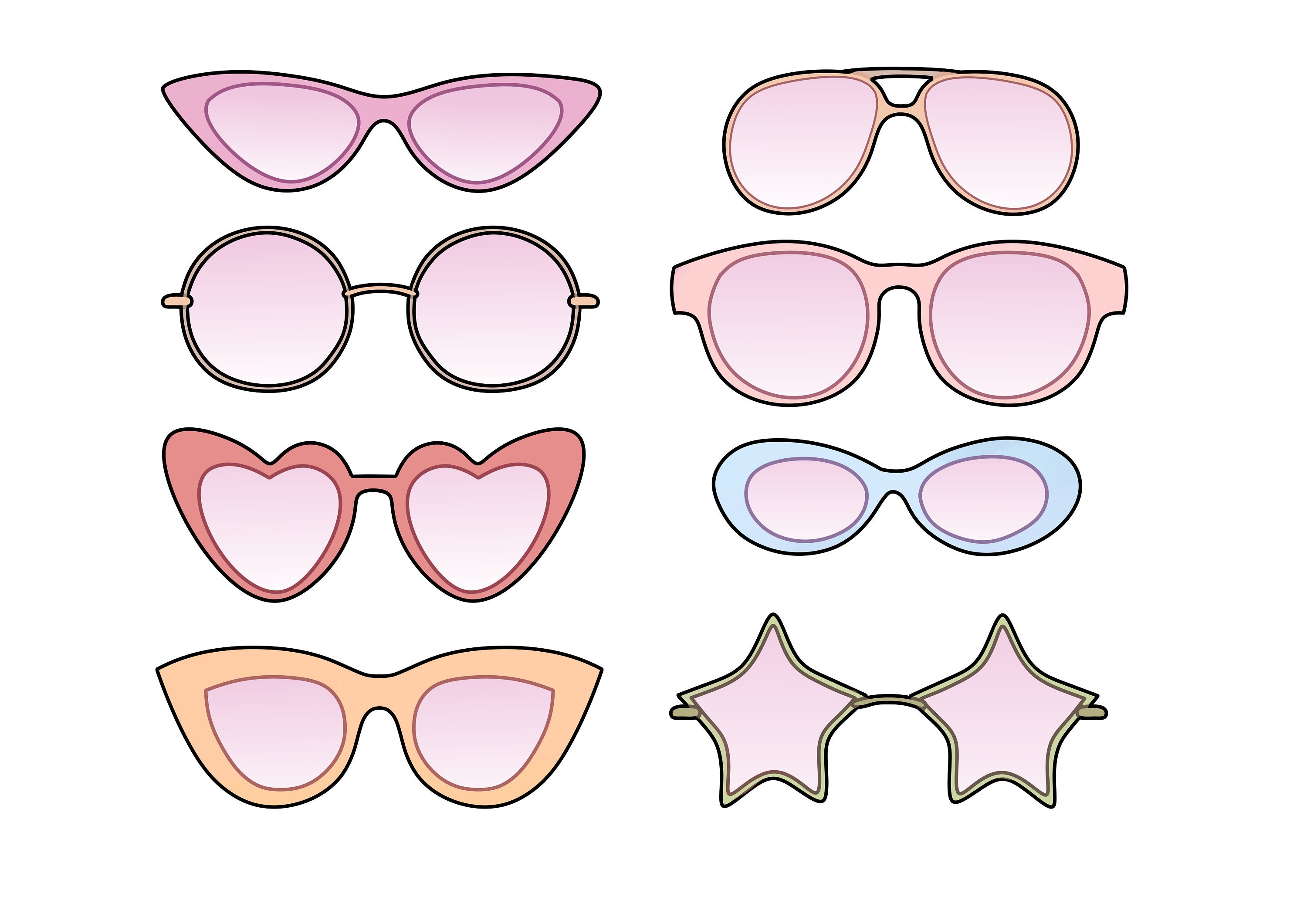 Sunglasses Clipart, PNG, Transparent Lenses (digital Download) - Etsy