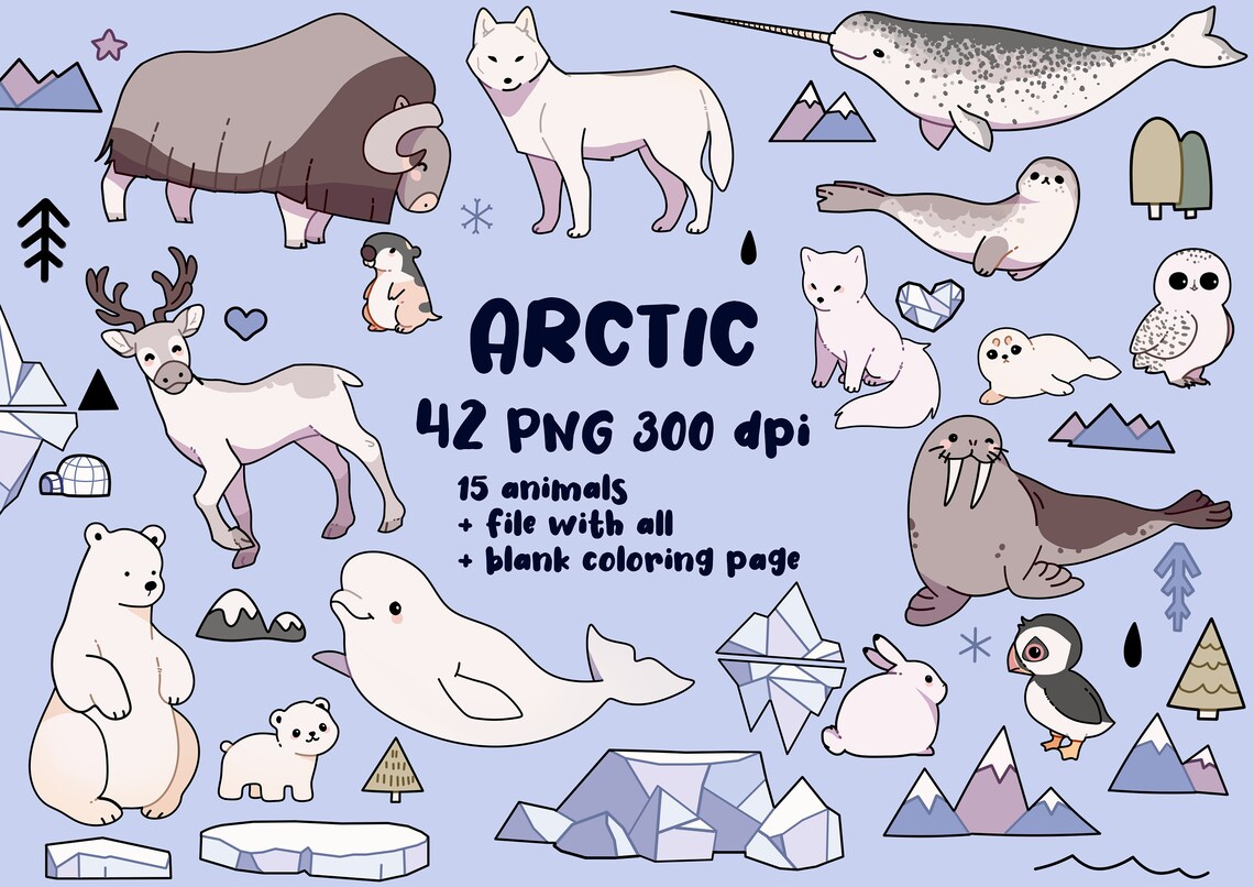 ARCTIC, Clip Art, PNG, Printable, Planner Stickers, Instant Download ...