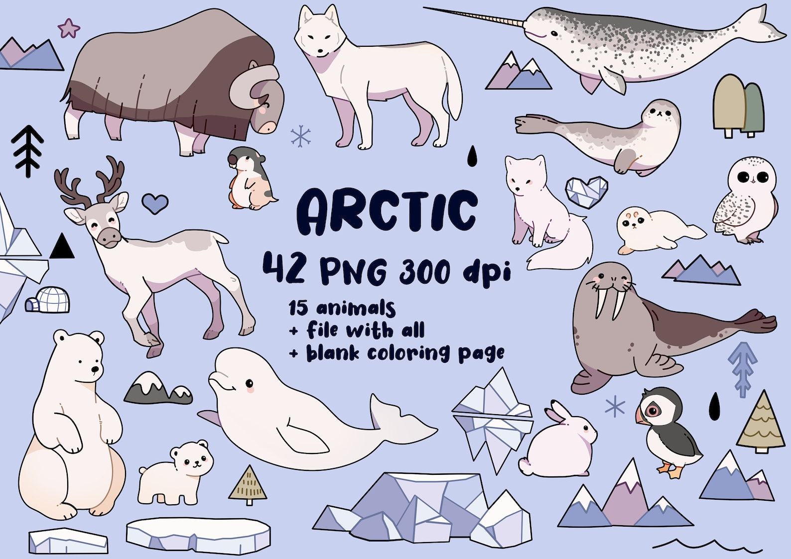 ARCTIC, Clip Art, PNG, Printable, Planner Stickers, Instant Download ...