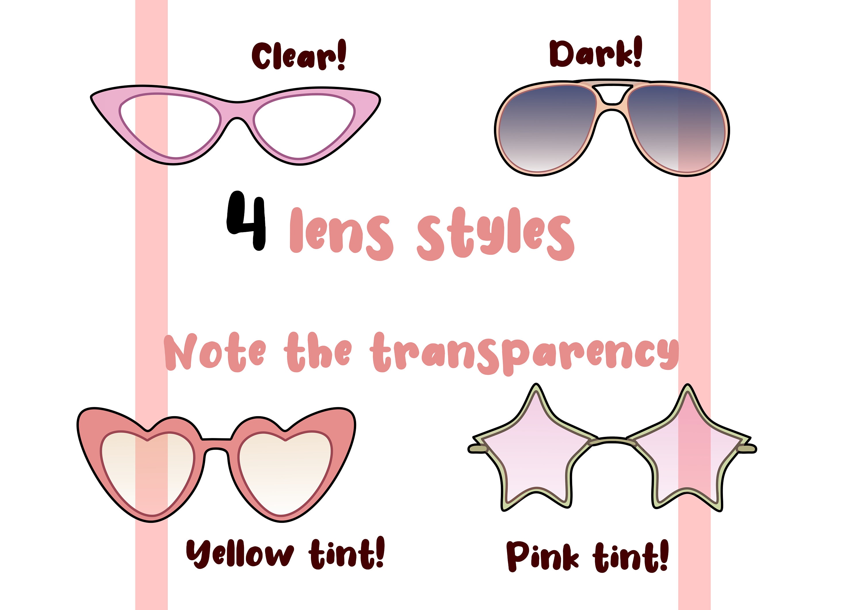 Sunglasses Clipart, PNG, Transparent Lenses (digital Download) - Etsy