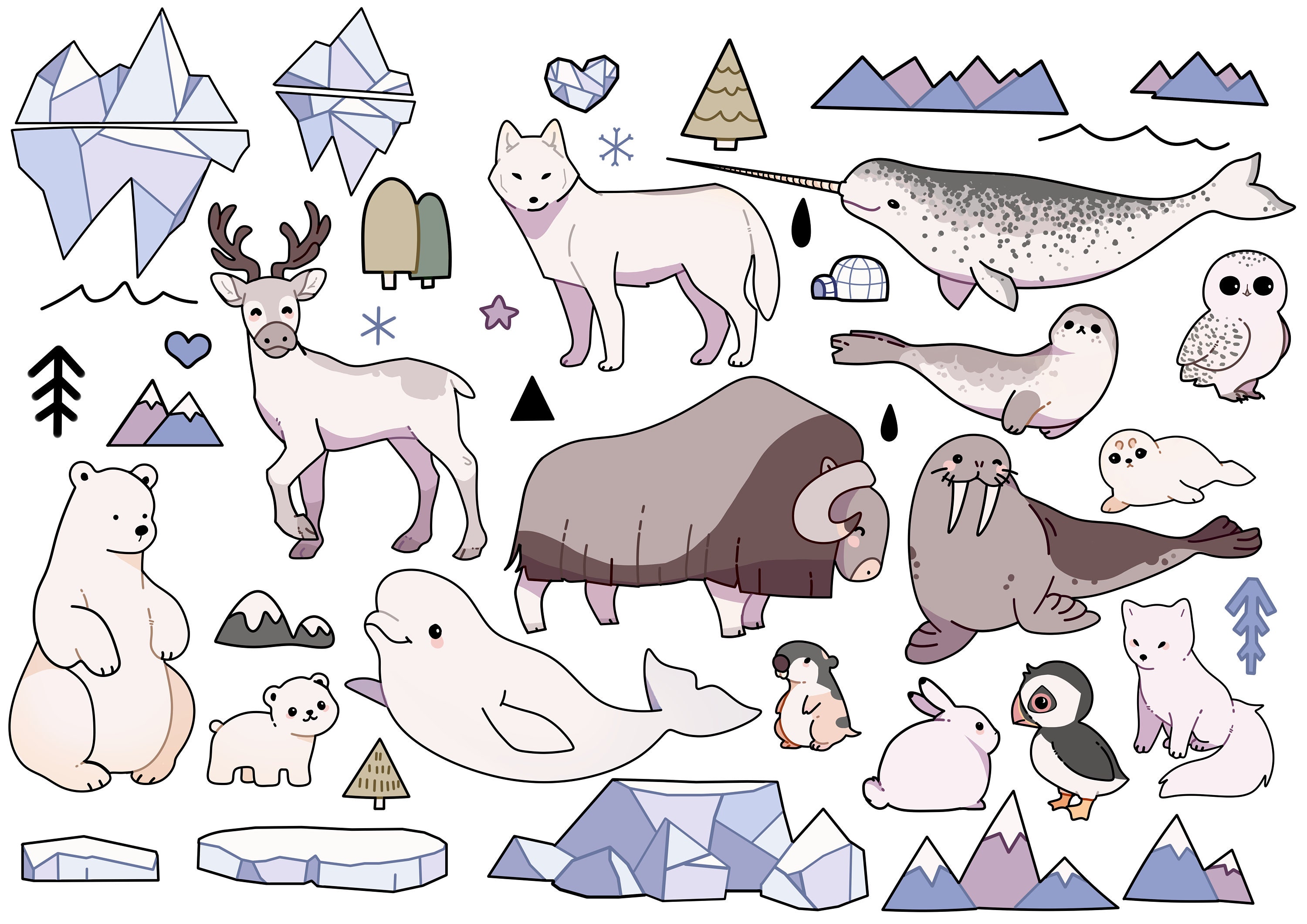 ARCTIC, Clip Art, PNG, Printable, Planner Stickers, Instant Download ...