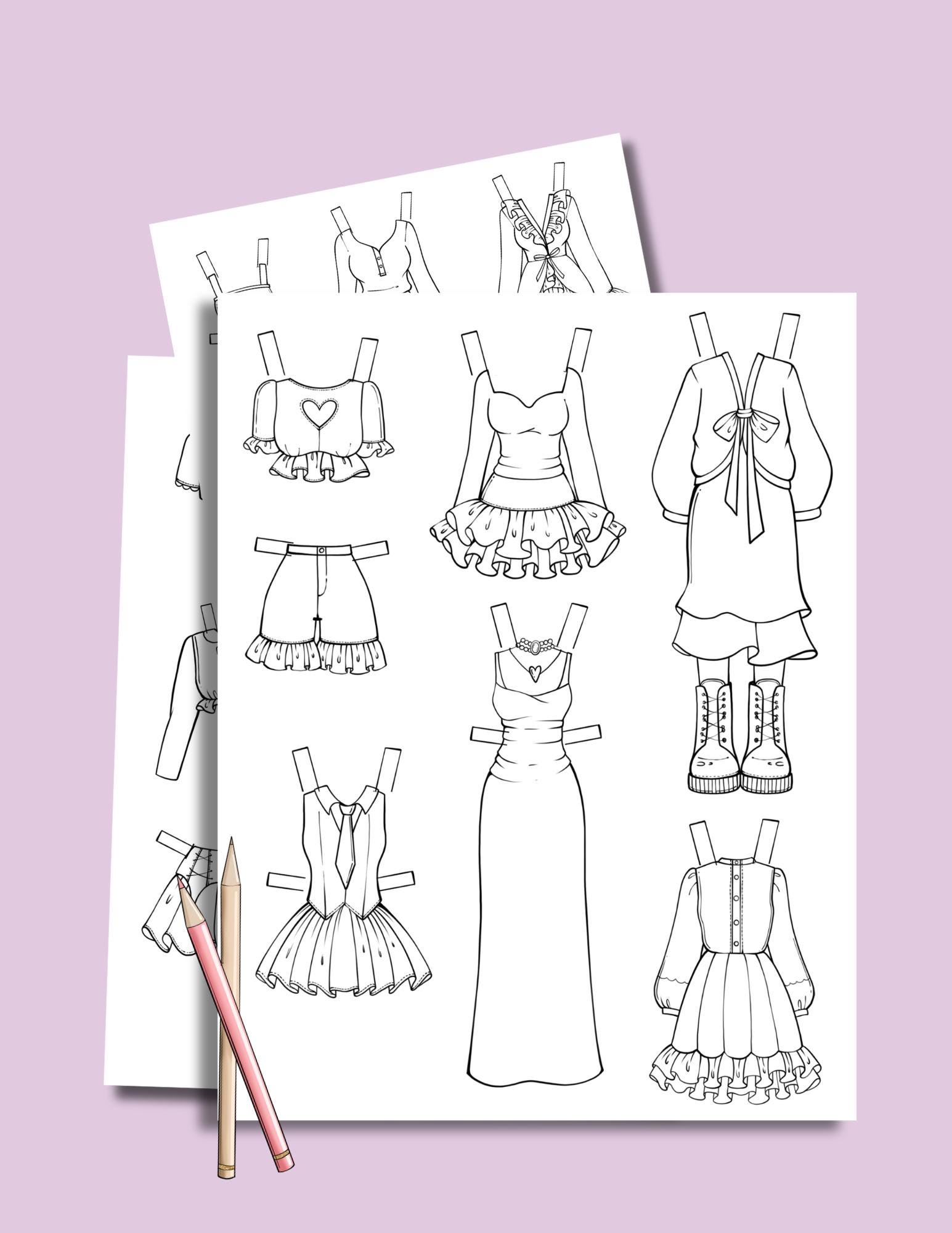 Printable Paper Doll Coloring Book: Dress-up Activity (PDF Download) - Etsy