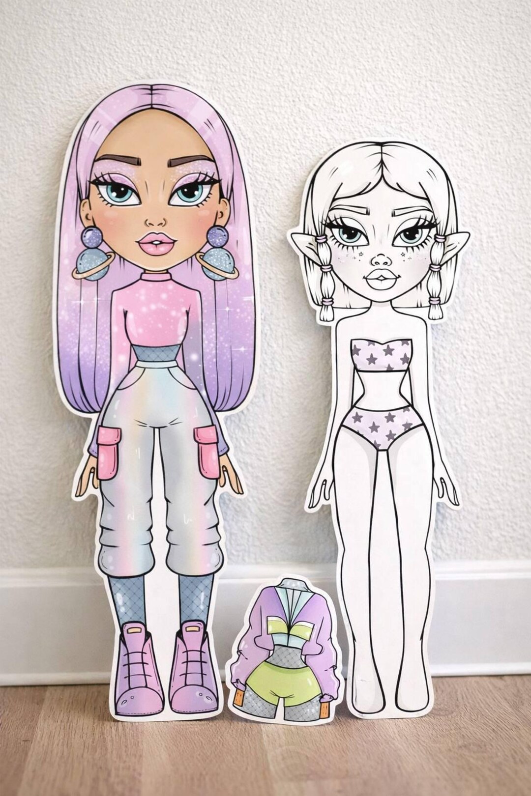 AVA Cosmic Paper Dolls Printable, Space Fashion Paper Doll Set, 12 ...