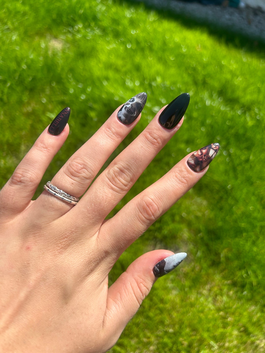 Annabelle Inspired Short Almond Gel Press-on Nails. Perfect - Etsy