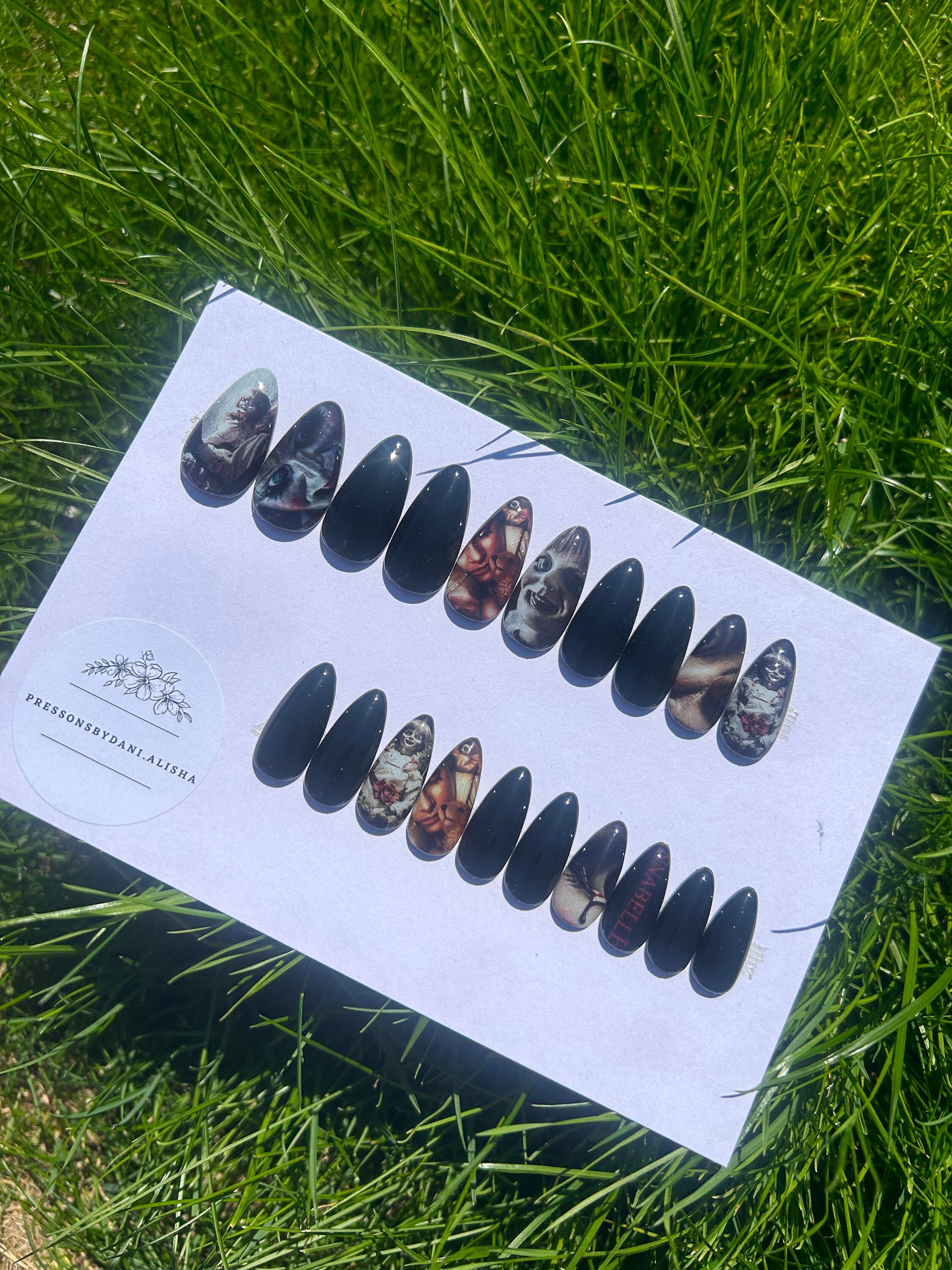 Annabelle Inspired Short Almond Gel Press-on Nails. Perfect - Etsy