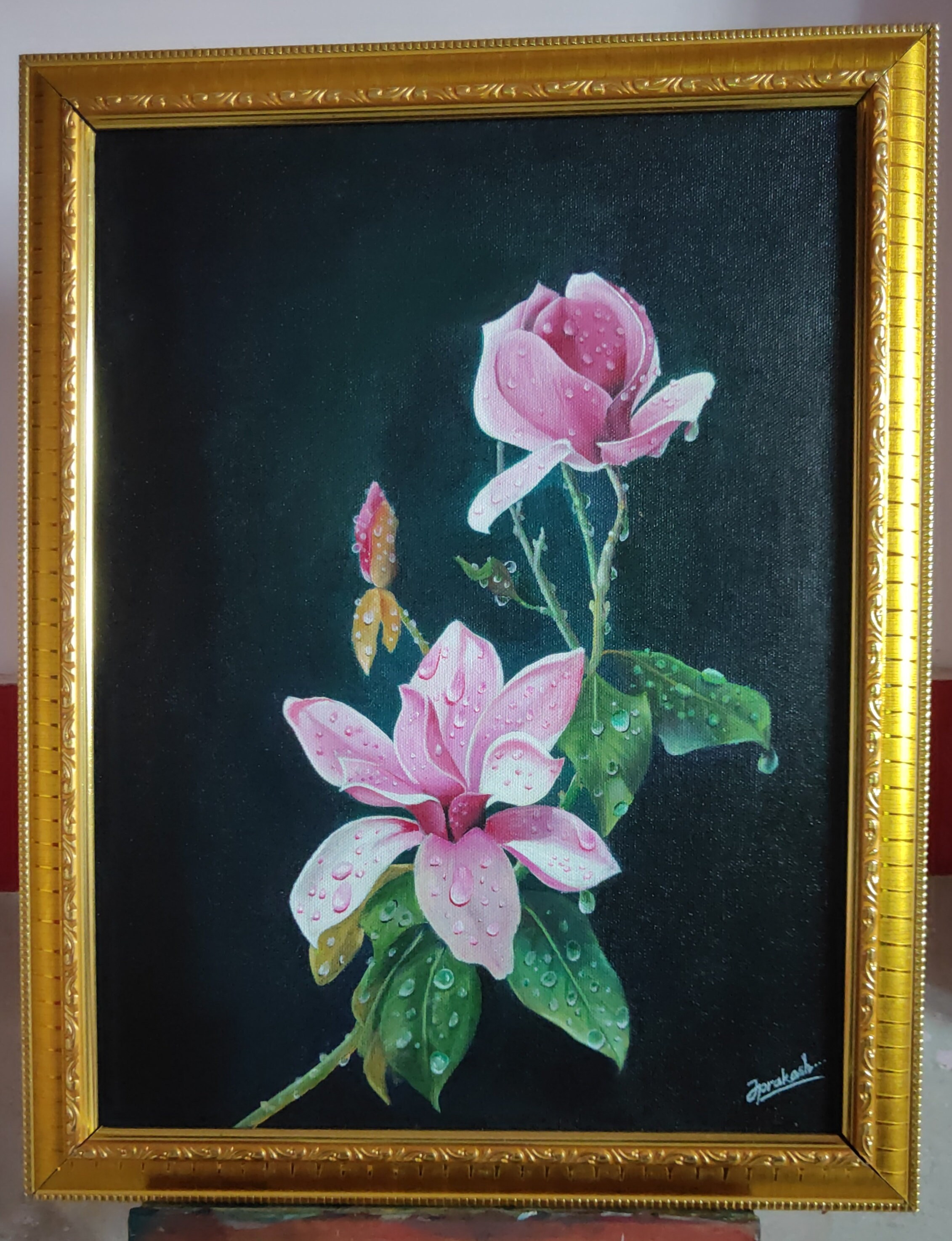 Water Drop On Flower Painting