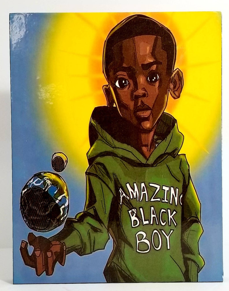 African American Amazing Black Boy Wood Art Plaque, African American ...