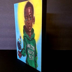 African American Amazing Black Boy Wood Art Plaque, African American ...