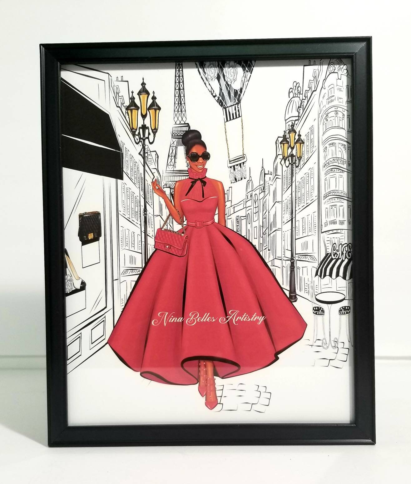 A Stroll Through Paris in Red, Fashion Wall Art, Art Print, Fashion ...