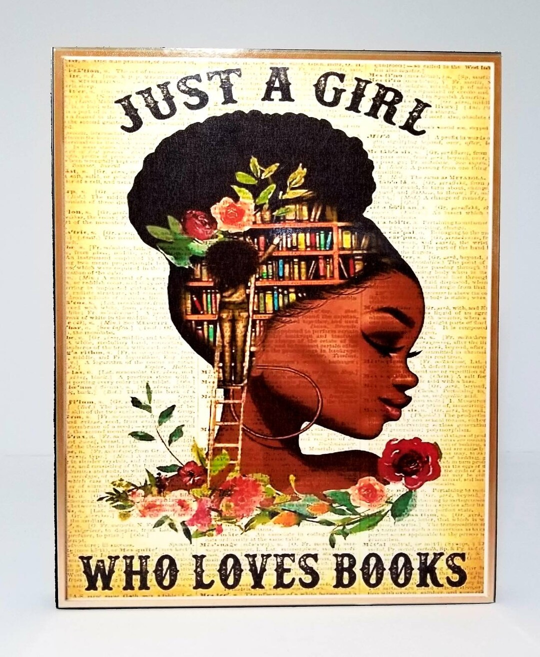 Beautiful Bookworm Custom Wood Art Plaque, Reader, African American ...