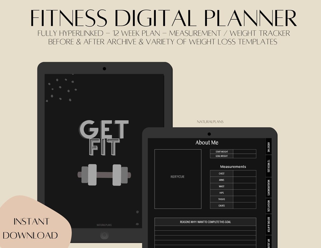 Fitness Digital Planner | Weightloss Digital Planner | Workout Digital ...
