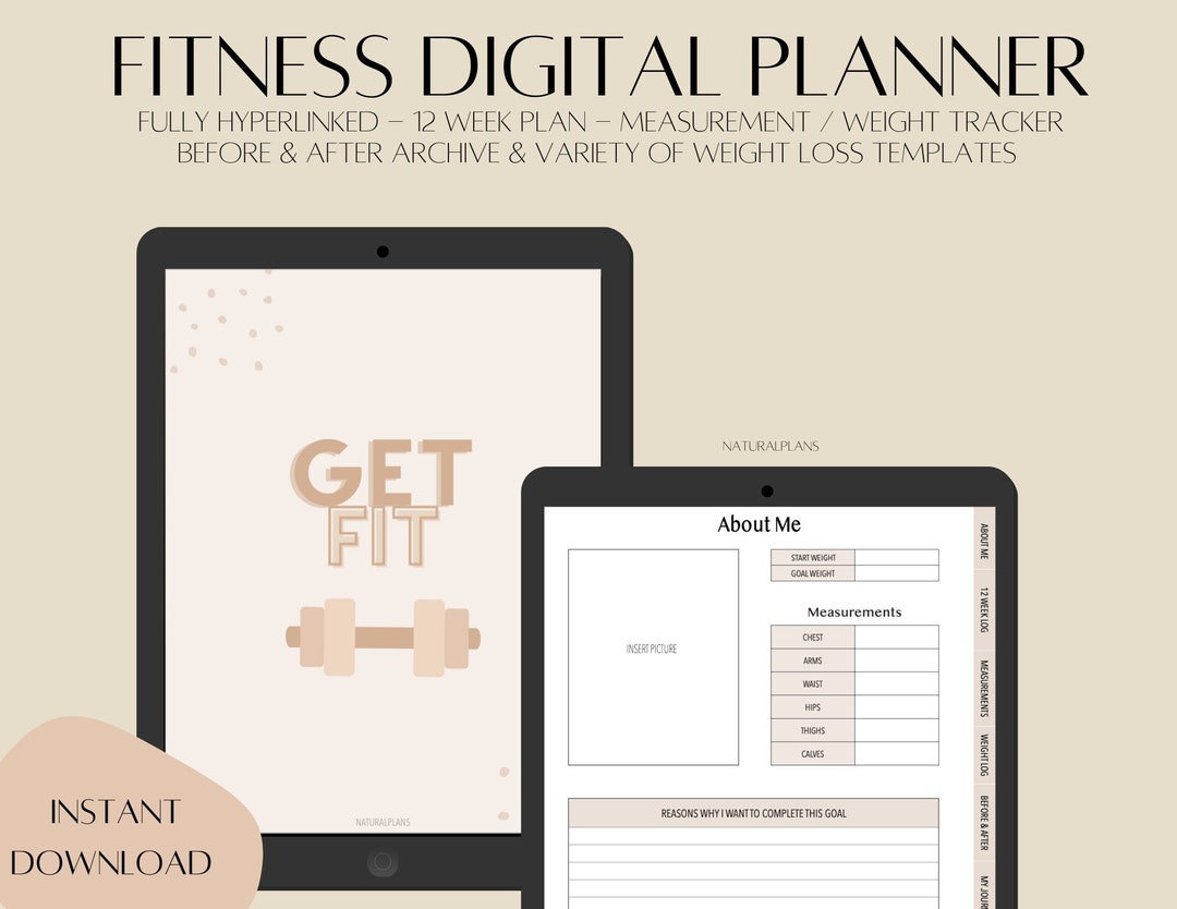 Fitness Digital Planner | Workout Planner | Weight Loss Digital Planner ...