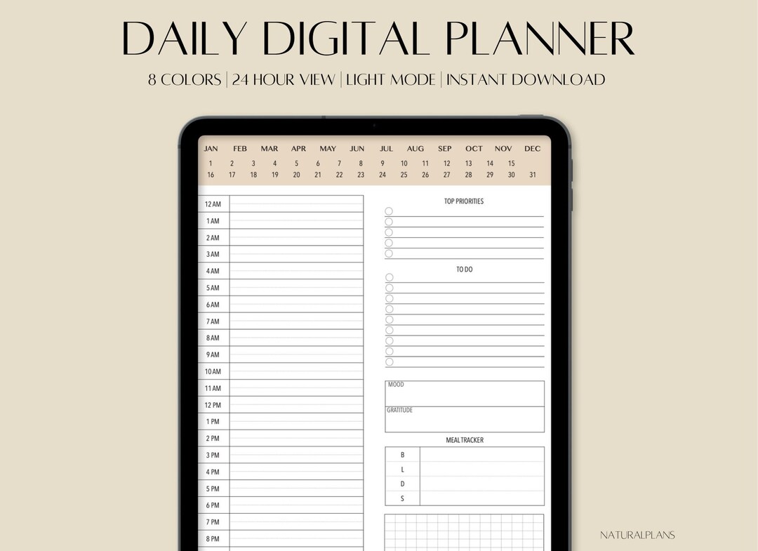 Daily Digital Planner | Portrait Planner | Daily Digital Pad| Goodnotes ...